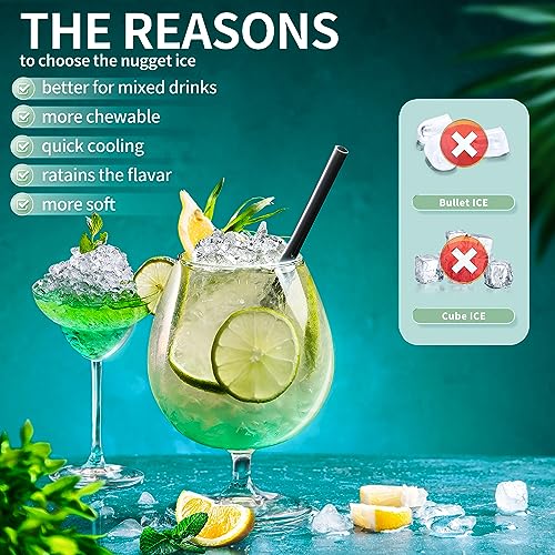 ZAFRO Nugget Ice Maker Countertop, Pebble Ice Machine with Self-Cleaning, 35Lbs/24H, Pellet Ice Maker with Ice Basket/Ice Scoop/Ice Bag for Home/Office/Bar/Party, Grey