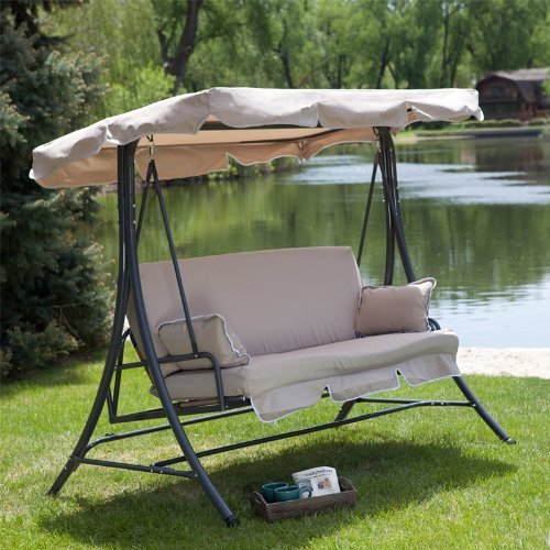 Garden Winds X-Large Universal Replacement Swing Canopy Top Cover - RipLock - Nutmeg