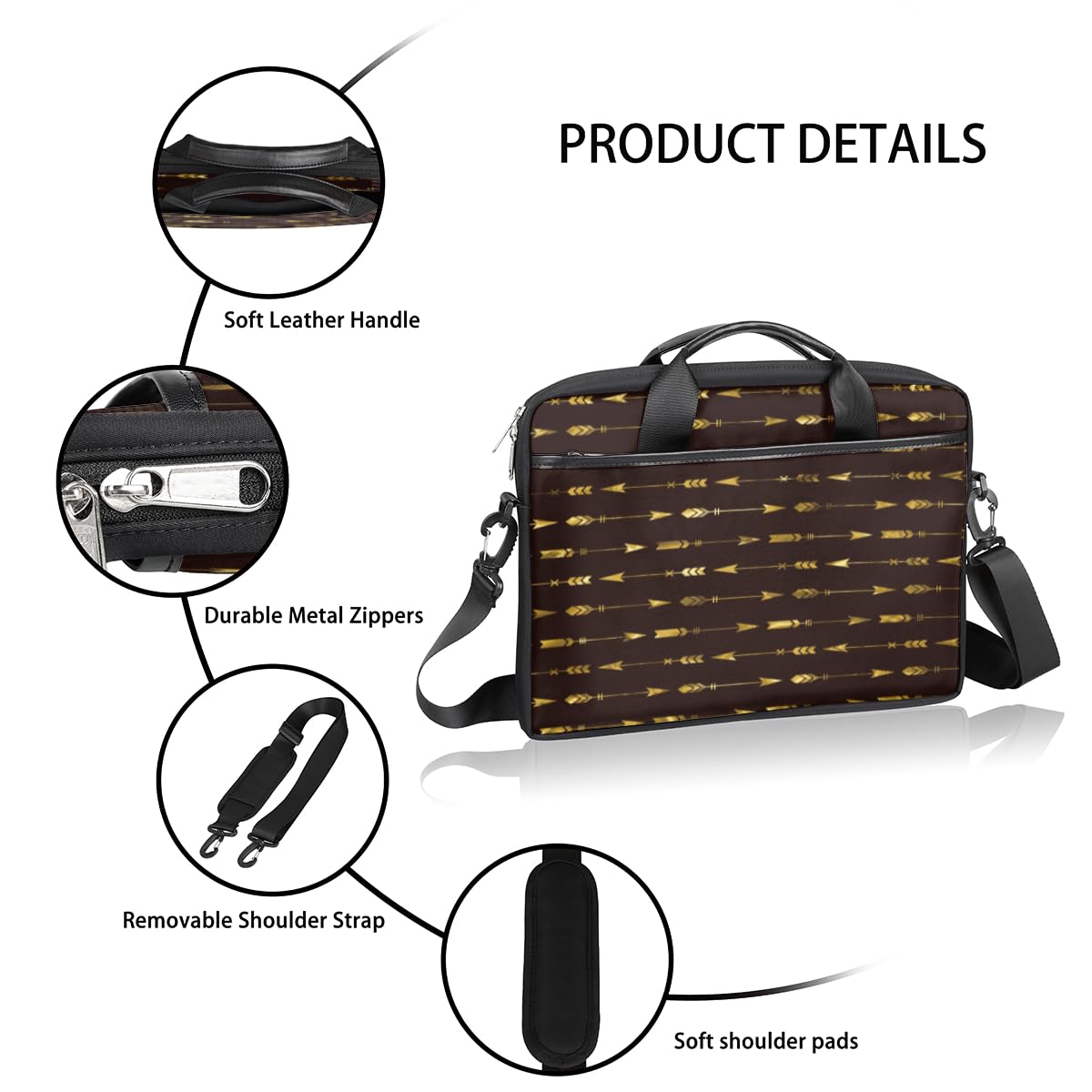 Ethnic Arrows Laptop Computer Bag Waterproof Shoulder Messenger Bag 13-15 inch Durable Laptop Tote Bag with Shoulder Strap Handle Lightweight Crossbody Briefcase