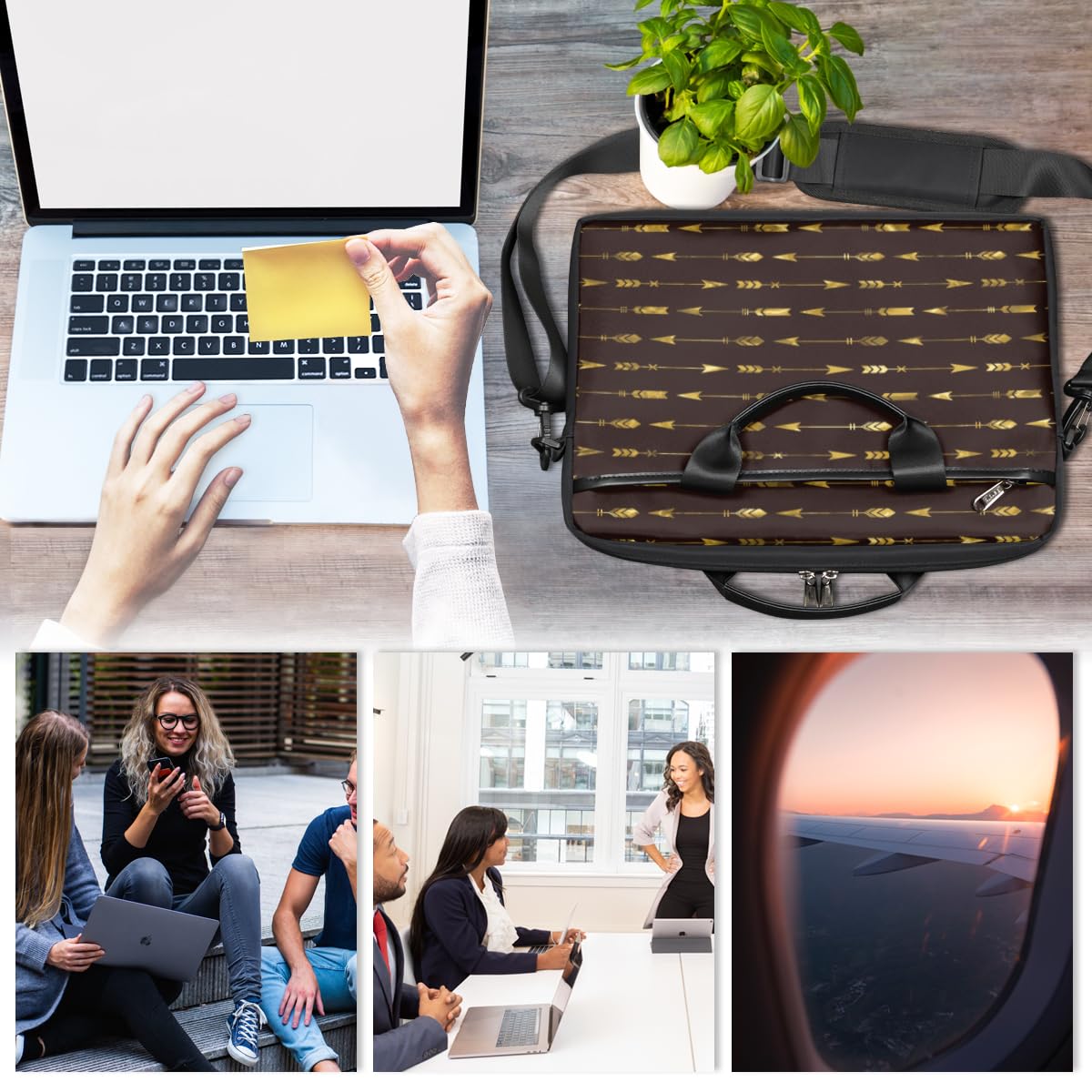 Ethnic Arrows Laptop Computer Bag Waterproof Shoulder Messenger Bag 13-15 inch Durable Laptop Tote Bag with Shoulder Strap Handle Lightweight Crossbody Briefcase