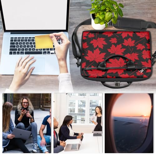 Fall Red Maple Laptop Computer Bag Waterproof Shoulder Messenger Bag 13-15 inch Durable Laptop Tote Bag with Shoulder Strap Handle Lightweight Crossbody Briefcase