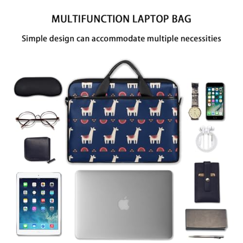 Cute Llama Laptop Computer Bag Waterproof Shoulder Messenger Bag 13-15 inch Durable Laptop Tote Bag with Shoulder Strap Handle Lightweight Crossbody Briefcase