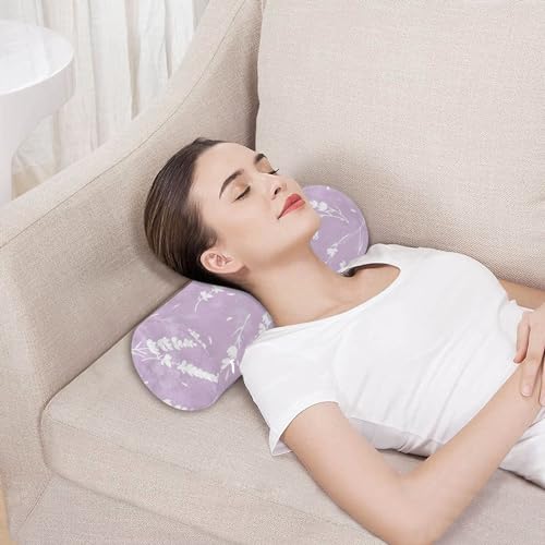 xigua Lavender Flower Purple Neck Roll Pillow for Neck Relief with Removable Washable Cover - Memory Foam Round Cylinder Bolster, Ergonomically Designed for Head, Neck, Back, and Legs