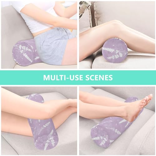 xigua Lavender Flower Purple Neck Roll Pillow for Neck Relief with Removable Washable Cover - Memory Foam Round Cylinder Bolster, Ergonomically Designed for Head, Neck, Back, and Legs