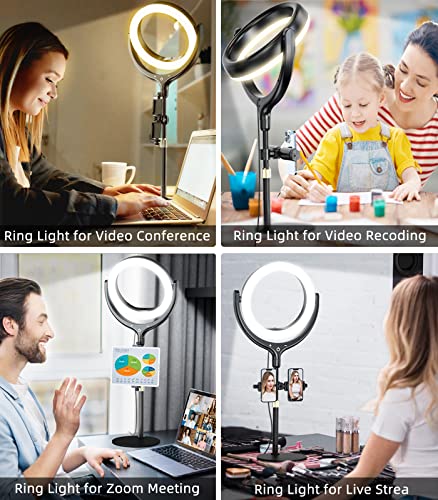 Ring Light with Stand and Phone/Ipad Holder, 10.5'' Desk Zoom Lighting for Computer, Laptop Light for Video Conferencing, Zoom Meetings, Live Streaming, Makeup, Video Calls, Vlog, YouTube, TikTok