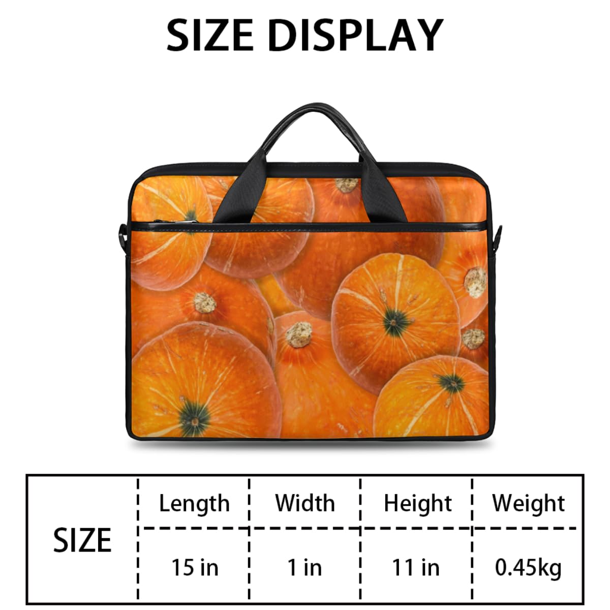 Pumpkins Thanksgiving Laptop Computer Bag Waterproof Shoulder Messenger Bag 13-15 inch Durable Laptop Tote Bag with Shoulder Strap Handle Lightweight Crossbody Briefcase