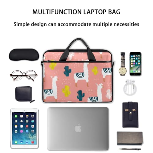 Lama Cactus Laptop Computer Bag Waterproof Shoulder Messenger Bag 13-15 inch Durable Laptop Tote Bag with Shoulder Strap Handle Lightweight Crossbody Briefcase