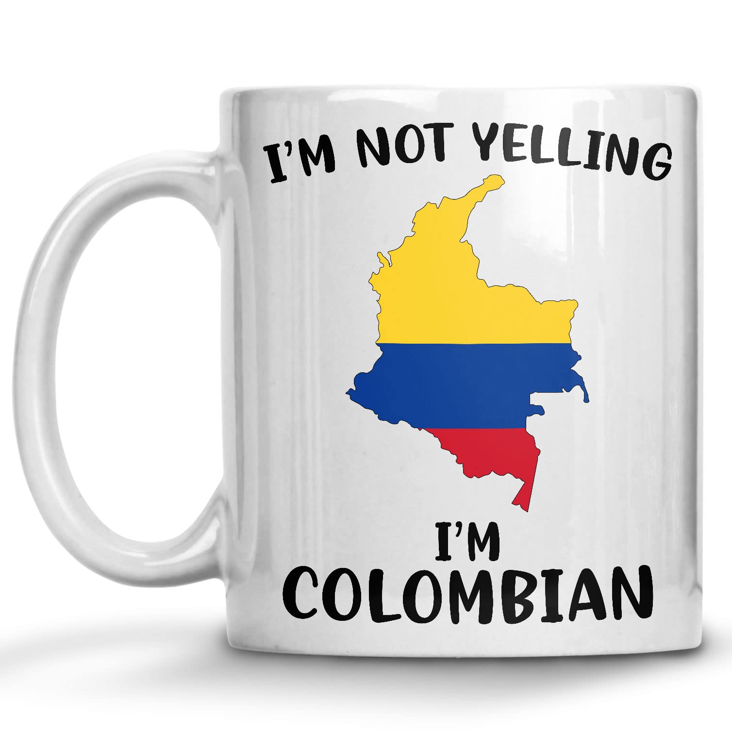 Funny Colombia Pride Coffee Mugs, I'm Not Yelling I'm Colombian Mug, Gift Idea for Colombian Men and Women Featuring the Country Map and Flag, Proud Patriot Souvenirs and Gifts