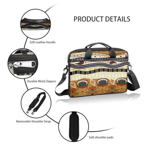 Ethnic Human Laptop Computer Bag Waterproof Shoulder Messenger Bag 13-15 inch Durable Laptop Tote Bag with Shoulder Strap Handle Lightweight Crossbody Briefcase