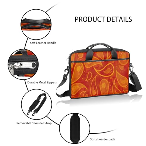 Fall Paisley Laptop Computer Bag Waterproof Shoulder Messenger Bag 13-15 inch Durable Laptop Tote Bag with Shoulder Strap Handle Lightweight Crossbody Briefcase