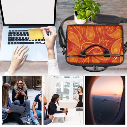 Fall Paisley Laptop Computer Bag Waterproof Shoulder Messenger Bag 13-15 inch Durable Laptop Tote Bag with Shoulder Strap Handle Lightweight Crossbody Briefcase