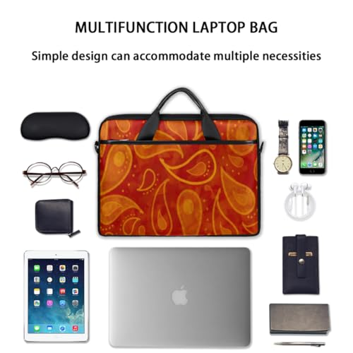 Fall Paisley Laptop Computer Bag Waterproof Shoulder Messenger Bag 13-15 inch Durable Laptop Tote Bag with Shoulder Strap Handle Lightweight Crossbody Briefcase