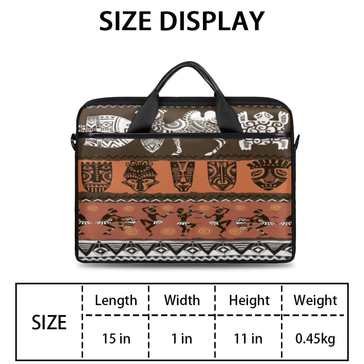 Ethnic Animals Laptop Computer Bag Waterproof Shoulder Messenger Bag 13-15 inch Durable Laptop Tote Bag with Shoulder Strap Handle Lightweight Crossbody Briefcase