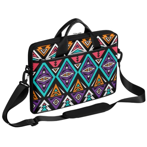 Ethnic Pattern Laptop Computer Bag Waterproof Shoulder Messenger Bag 13-15 inch Durable Laptop Tote Bag with Shoulder Strap Handle Lightweight Crossbody Briefcase
