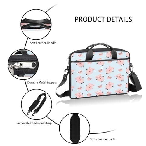 Pig Cool Laptop Computer Bag Waterproof Shoulder Messenger Bag 13-15 inch Durable Laptop Tote Bag with Shoulder Strap Handle Lightweight Crossbody Briefcase