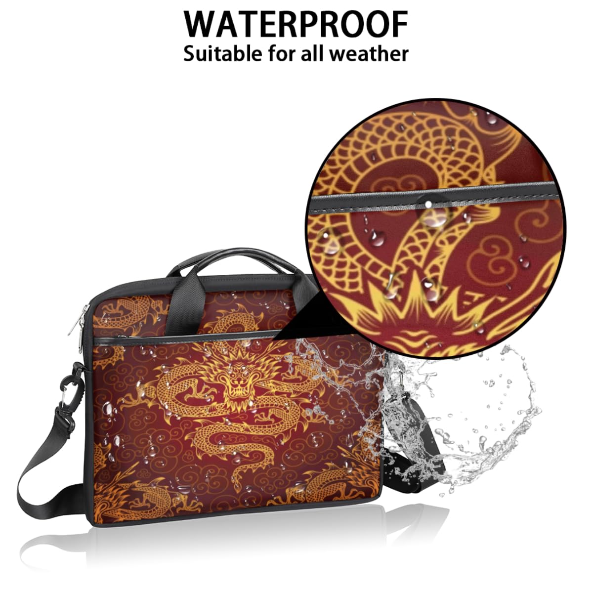 Animal Dragon Laptop Computer Bag Waterproof Shoulder Messenger Bag 13-15 inch Durable Laptop Tote Bag with Shoulder Strap Handle Lightweight Crossbody Briefcase