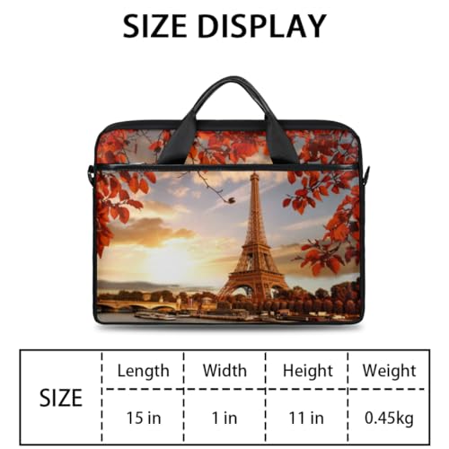 Eiffel Tower Sunset Laptop Computer Bag Waterproof Shoulder Messenger Bag 13-15 inch Durable Laptop Tote Bag with Shoulder Strap Handle Lightweight Crossbody Briefcase