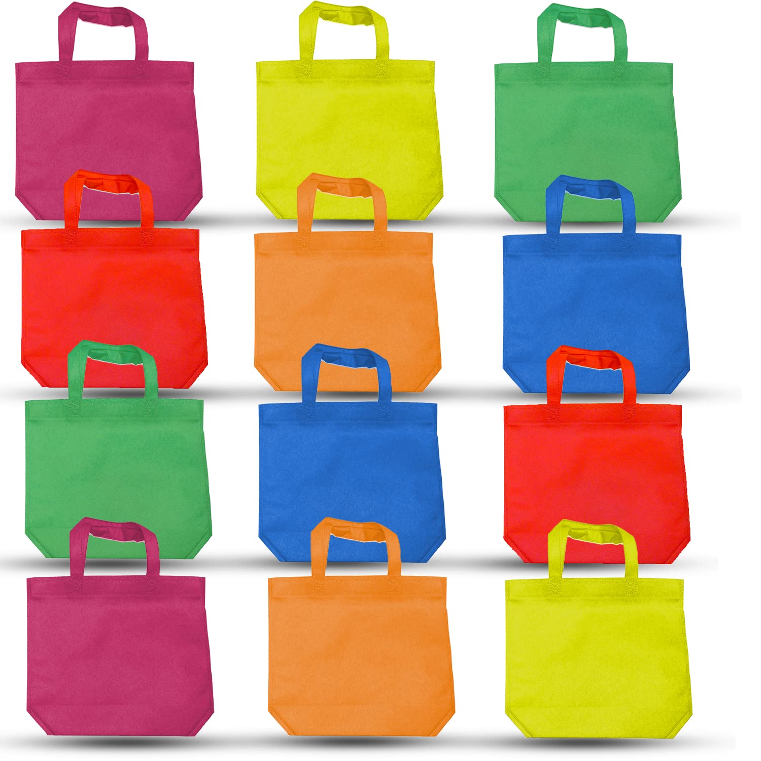 Dazzling Toys 12 Reusable Tote Bag, Large Gift Bags With Handles | Eco Friendly Party Favor Bags - Useful Kids & Adult Party Favors, Reusable Grocery Bags, Goodie Bags & Birthday Gift Bag Valentines