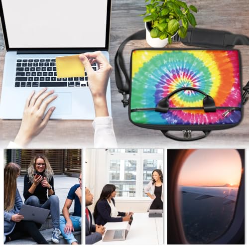 Tie Dye Painting Laptop Computer Bag Waterproof Shoulder Messenger Bag 13-15 inch Durable Laptop Tote Bag with Shoulder Strap Handle Lightweight Crossbody Briefcase