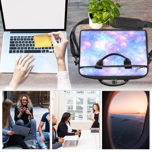 Galaxy Pattern Laptop Computer Bag Waterproof Shoulder Messenger Bag 13-15 inch Durable Laptop Tote Bag with Shoulder Strap Handle Lightweight Crossbody Briefcase