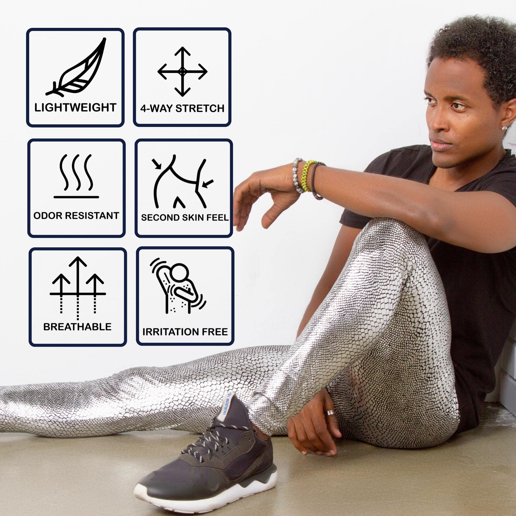 Kapow Meggings Metallic, Velvet & Special Material Men's Leggings (24 Carat Gold, Large)