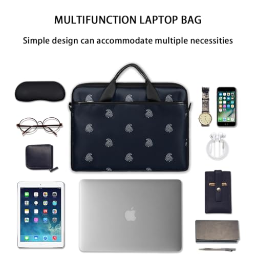 Paisley Water Drops Laptop Computer Bag Waterproof Shoulder Messenger Bag 13-15 inch Durable Laptop Tote Bag with Shoulder Strap Handle Lightweight Crossbody Briefcase