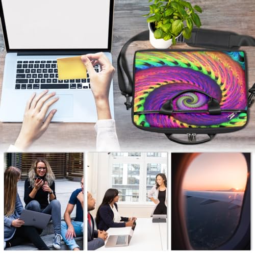 Tie Dye Spiral Laptop Computer Bag Waterproof Shoulder Messenger Bag 13-15 inch Durable Laptop Tote Bag with Shoulder Strap Handle Lightweight Crossbody Briefcase