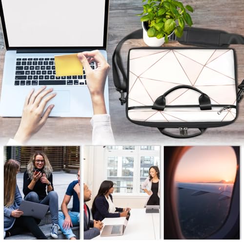 Geometric Brick Laptop Computer Bag Waterproof Shoulder Messenger Bag 13-15 inch Durable Laptop Tote Bag with Shoulder Strap Handle Lightweight Crossbody Briefcase