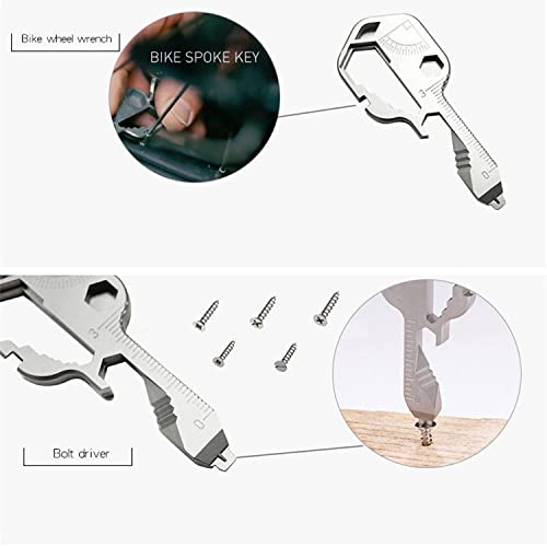 Generic, 24- in-1 Key Shaped Pocket Tool, multitool key with key chain, Outdoor keychain tool for Drill Drive, Screwdriver, file, Wrench, Ruler, Bottle Opener,Wrench, Stripping, etc(Gold)