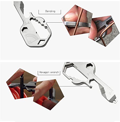 Generic, 24- in-1 Key Shaped Pocket Tool, multitool key with key chain, Outdoor keychain tool for Drill Drive, Screwdriver, file, Wrench, Ruler, Bottle Opener,Wrench, Stripping, etc(Gold)