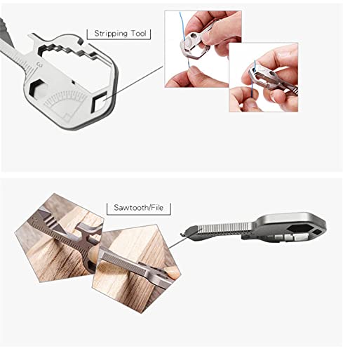 Generic, 24- in-1 Key Shaped Pocket Tool, multitool key with key chain, Outdoor keychain tool for Drill Drive, Screwdriver, file, Wrench, Ruler, Bottle Opener,Wrench, Stripping, etc(Gold)