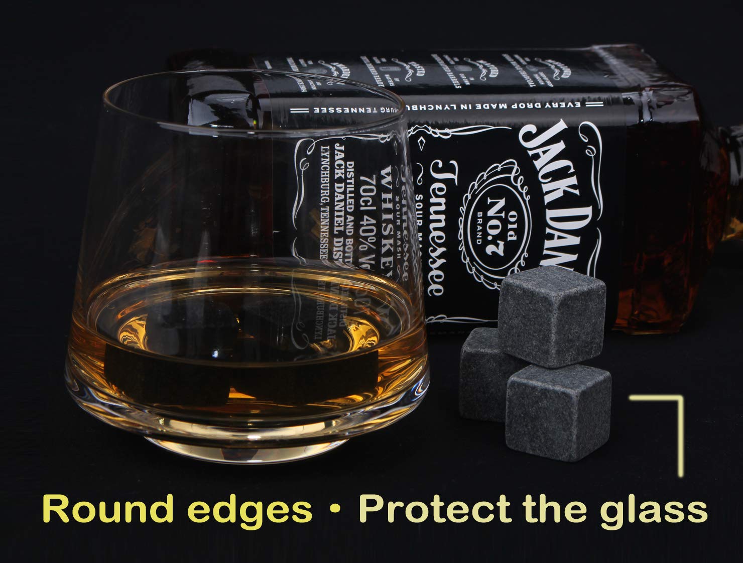 Whiskey Stones Gift Set Pack of 9 Whiskey Rocks in Engraved Wooden Gift Box, for Dad/Whisky/Bourbon Drinker, Men/Women Birthday Present, Barleo Malt°