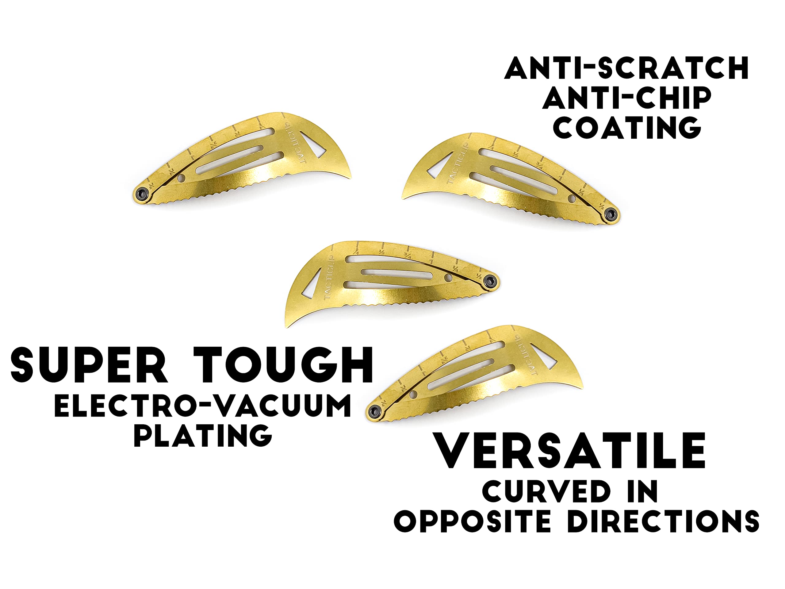 4 Pack - Light Tan Tactical Hair Clips, Multitool Snap Barrettes - Multi-Functional Keychain Metal Multi Tool - Box Cutter, Serrated Edge, Raptor Claw - Anti-scratch Surface