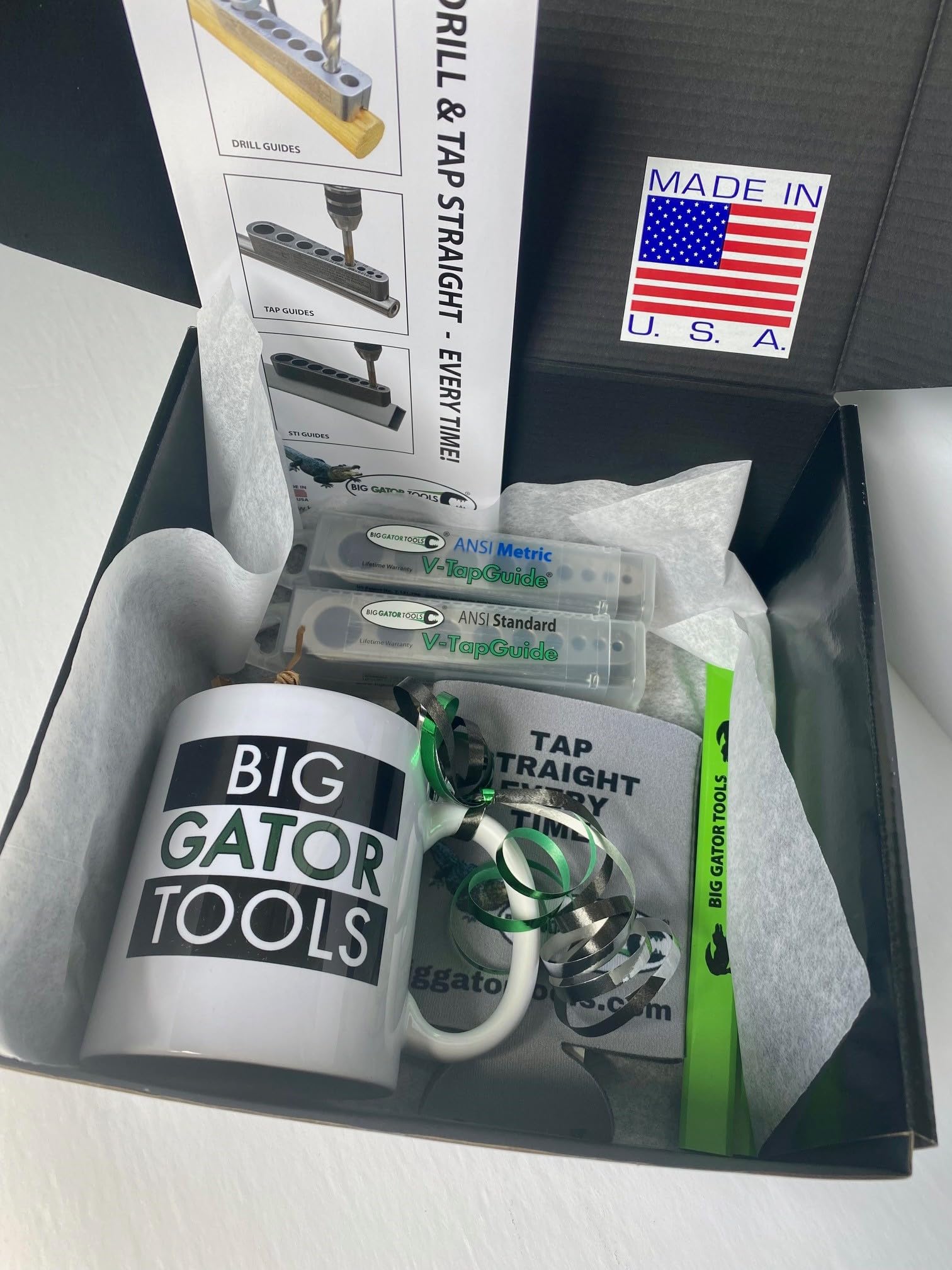 Tap Gift Set- 2 tools, 2 carpenter pencils, mug, can cooler, stickers + more-10 piece assortment - Fun gift for men or women - birthday anniversary holiday Christmas get well Big Gator drill + tap