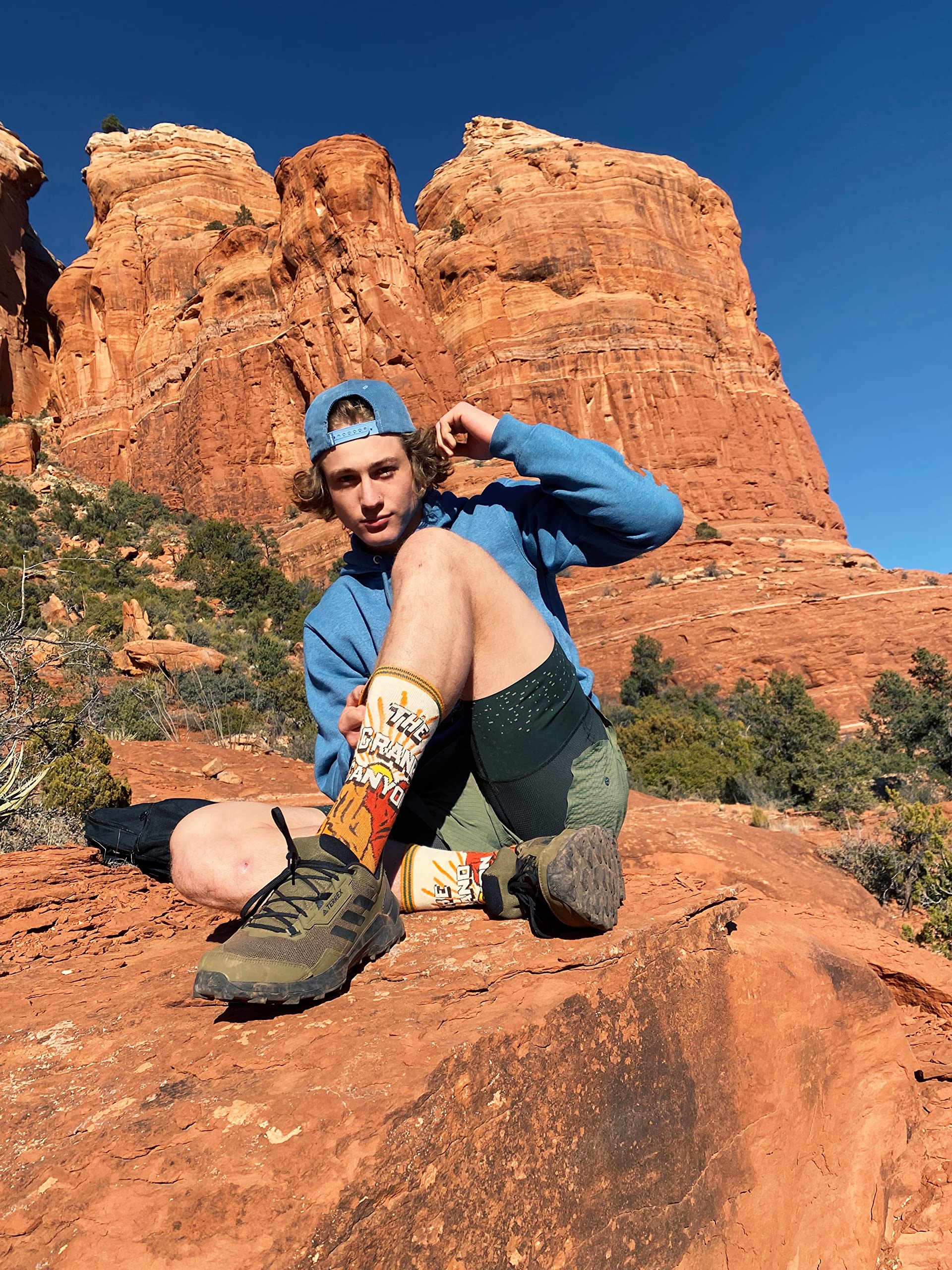 Men's Novelty Crew Socks ,National Park, Oooh Yeah Funny Fun Crazy Cool Socks, Casual Dress Socks (Grand Canyon)