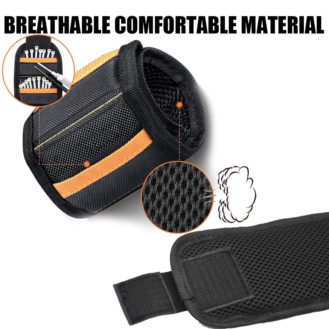 Magnetic Wristband with Strong Magnets for Holding Screws, Nails, Drill Bits, Unique Gift for Men, Father/Dad, Husband, Boyfriend, Handyman, Him, Carpenters