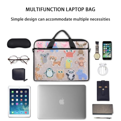 Cute Cartoon Animals Laptop Computer Bag Waterproof Shoulder Messenger Bag 13-15 inch Durable Laptop Tote Bag with Shoulder Strap Handle Lightweight Crossbody Briefcase