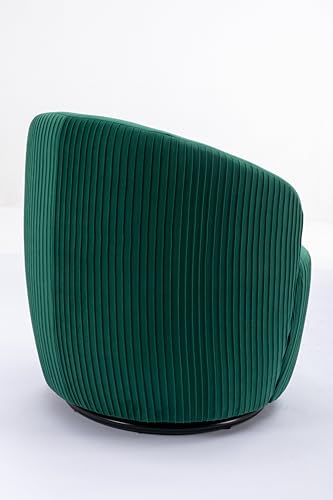 INMOZATA Swivel Chair,Velvet Fabric Barrel Chair for Small Space,Modern Accent Chairs for Living Room,Green