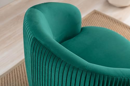 INMOZATA Swivel Chair,Velvet Fabric Barrel Chair for Small Space,Modern Accent Chairs for Living Room,Green