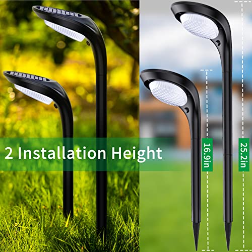 JSOT Solar Garden Lights, 150 Lumen Bright Solar Pathway Lights, Solar Lights Outdoor Waterproof Landscape Lighting for Outside Yard Backyard Path Driveway Walkway, Cool Light & Warm Light, 4 Pack