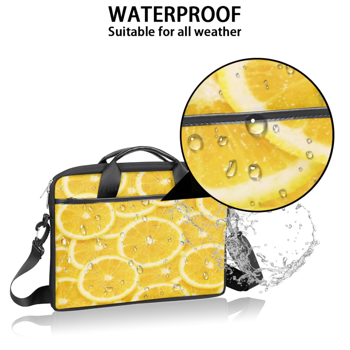 Lemon Fruit Laptop Computer Bag Waterproof Shoulder Messenger Bag 13-15 inch Durable Laptop Tote Bag with Shoulder Strap Handle Lightweight Crossbody Briefcase