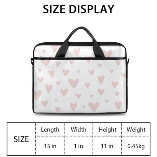 Hearts Love Laptop Computer Bag Waterproof Shoulder Messenger Bag 13-15 inch Durable Laptop Tote Bag with Shoulder Strap Handle Lightweight Crossbody Briefcase