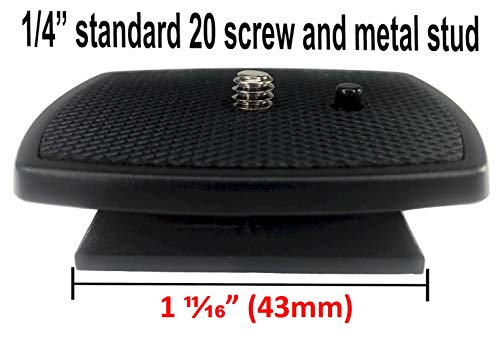 DaVoice 43mm Tripod Quick Release Plate Camera Mounting Adapter Parts Replacement for Torjim 60-Inch AX60, Endurax 66" ETR66, UBeesize 60β TR60, Zomei Q111, KingJoy, Victiv, Mactrem PT55 Tripod Mount
