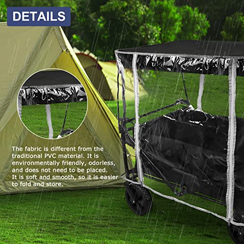 LOSCHEN] Wagon Rain Wind Cover for Outdoor Garden Camping Picnic Wagon Stroller Waterproof,Folding Trolley Cart Accessories((Cart Not Included))