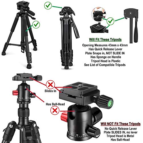 DaVoice 43mm Tripod Quick Release Plate Camera Mounting Adapter Parts Replacement for Torjim 60-Inch AX60, Endurax 66" ETR66, UBeesize 60β TR60, Zomei Q111, KingJoy, Victiv, Mactrem PT55 Tripod Mount