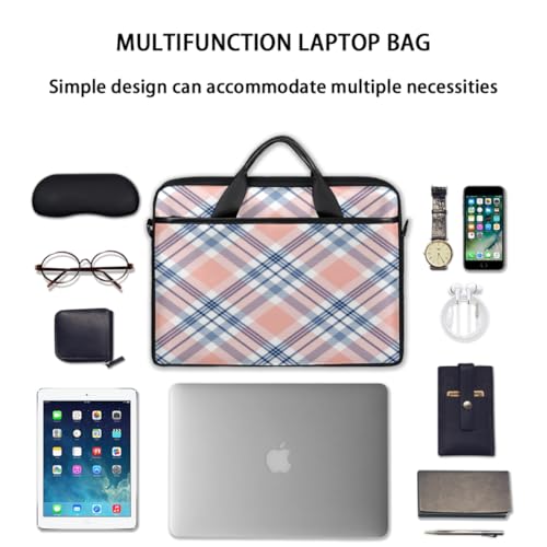 Checkered Pattern Laptop Computer Bag Waterproof Shoulder Messenger Bag 13-15 inch Durable Laptop Tote Bag with Shoulder Strap Handle Lightweight Crossbody Briefcase