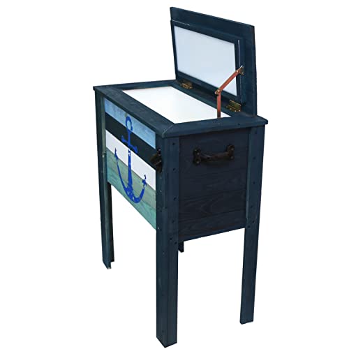 BACKYARD EXPRESSIONS PATIO · HOME · GARDEN 908343 Coastal Design Outdoor Patio Cooler, 45 Quart, Grey/Teal Anchor