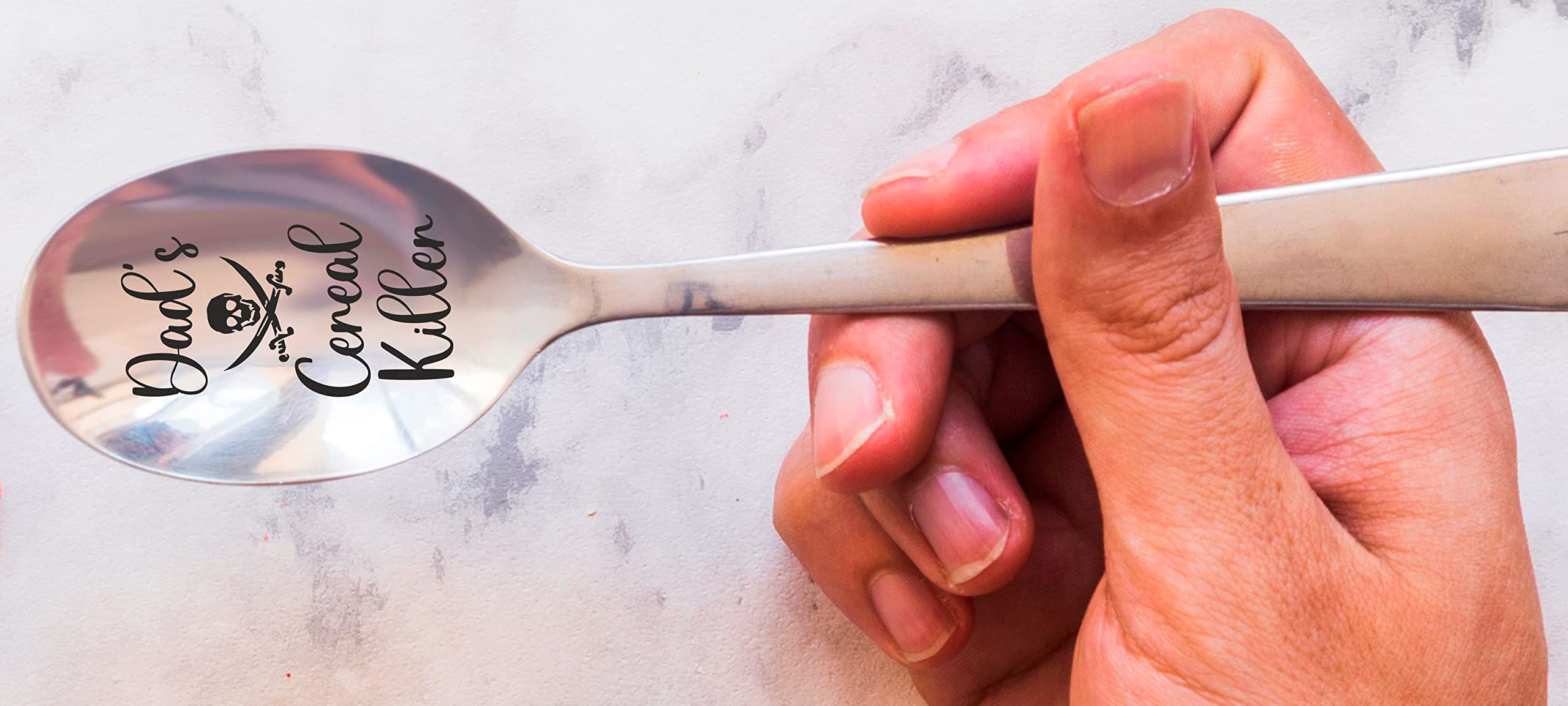 Dad's Cereal Killer Engraved Spoon Gift For Dad | Birthday | Anniversary | Christmas Stocking Stuffer | Engraved Stainless Steel 7 inches Teaspoon | Gift under $20