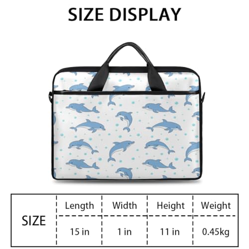 Water Dolphins Laptop Computer Bag Waterproof Shoulder Messenger Bag 13-15 inch Durable Laptop Tote Bag with Shoulder Strap Handle Lightweight Crossbody Briefcase