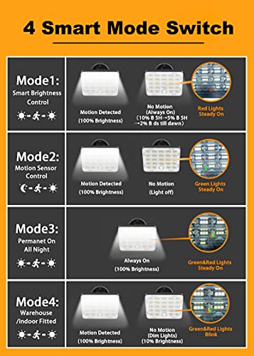 Solar Motion Outdoor Lights,Led Lights Dusk to Dawn,Solar Panels with Focusing Optical Lens Sensor Solar Security Lights, IP65 Waterproof 360 Degree Wall Lights for Garden,Patio,Deck,Indoor Lighting